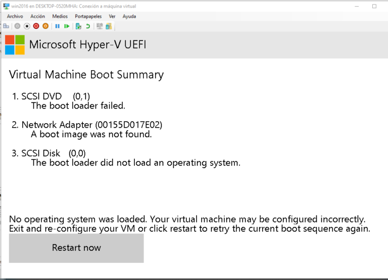 Microsoft Hyper-V no operating system was loaded - caminosdigitales.es